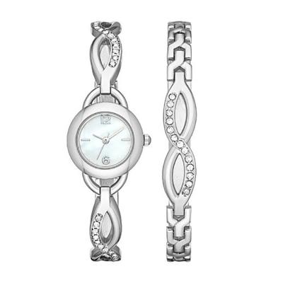China 14mm Alloy Quartz Watch Luxury OEM Silver Crystal Watch Bracelet For Ladies for sale