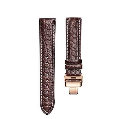 China Unisex 20mm Watch Band Strap 25g Brown Crocodile Watch Strap Genuine Leather for sale