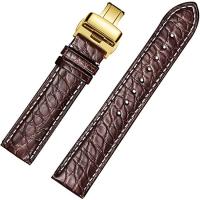 China Unisex 20mm Watch Band Strap 25g Brown Crocodile Watch Strap Genuine Leather for sale