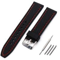 China RoHS 22mm Black Silicone Watch Strap 29g Flat Soft Silicone Watch Strap for sale