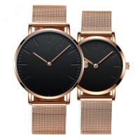 China 36mm 44mm Quartz Watches For Couple 0.78 Inch Stainless Steel Mesh Strap for sale
