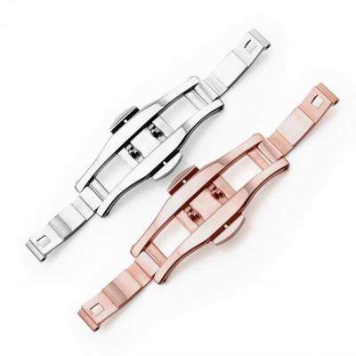 China 6mm Double Push Butterfly Buckle Clasp Stainless Steel Gold Butterfly Clasp for sale