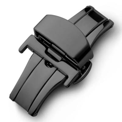 China Safety Lock Watch Butterfly Clasp 6mm Push Button Deployment Clasp Silver for sale