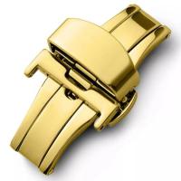 China Safety Lock Watch Butterfly Clasp 6mm Push Button Deployment Clasp Silver for sale