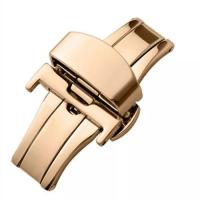 China Safety Lock Watch Butterfly Clasp 6mm Push Button Deployment Clasp Silver for sale