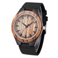 China 44mm Mens Wooden Wrist Watch 1.73 Inch Engraved Wooden Watches Water Resistant for sale