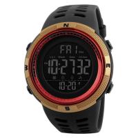 China Mens PU Led Waterproof Digital Watch 49mm Led Stainless Steel Back for sale