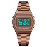 China Gold 39*34mm Waterproof Electronic Watch Led Digital Waterproof Watch Chronograph for sale