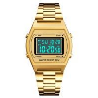 China Gold 39*34mm Waterproof Electronic Watch Led Digital Waterproof Watch Chronograph for sale