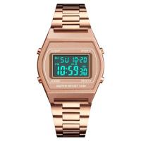 China Gold 39*34mm Waterproof Electronic Watch Led Digital Waterproof Watch Chronograph for sale