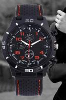 China OEM 46mm Mens Silicone Strap Watch 3BAR Quartz Silicone Watch for sale