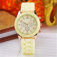 China Color Yellow Silicone Quartz Watch 18mm Womens Silicone Watches Quartz for sale