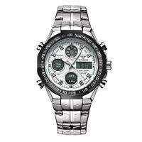 China Silver 230mm Water Resistant Digital Watches 3BAR Gents Digital Quartz Alarm for sale