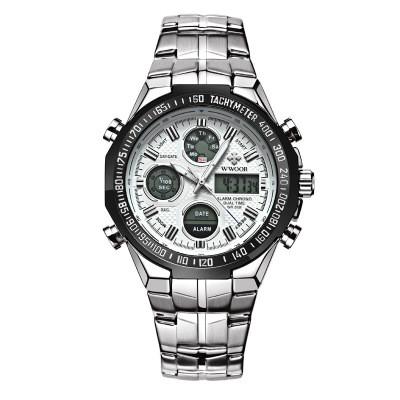 China Silver 230mm Water Resistant Digital Watches 3BAR Gents Digital Quartz Alarm for sale