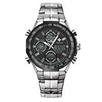 China Silver 230mm Water Resistant Digital Watches 3BAR Gents Digital Quartz Alarm for sale