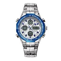 China Silver 230mm Water Resistant Digital Watches 3BAR Gents Digital Quartz Alarm for sale