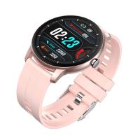 China Waterproof 3ATM Fitness Tracker Smart Watch Pink Round Sport Silicone Strap for sale