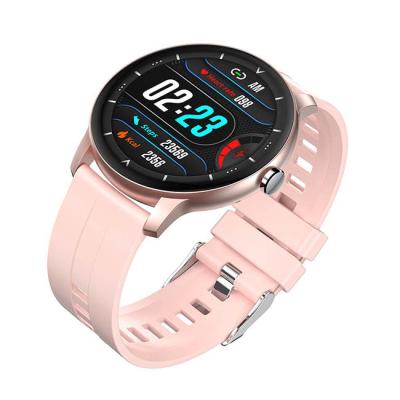 China Waterproof 3ATM Fitness Tracker Smart Watch Pink Round Sport Silicone Strap for sale