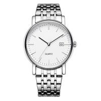 China Silvertone Fashion Quartz Couple Watches Gift Set 3BAR Date Functional for sale