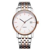 China Silvertone Fashion Quartz Couple Watches Gift Set 3BAR Date Functional for sale