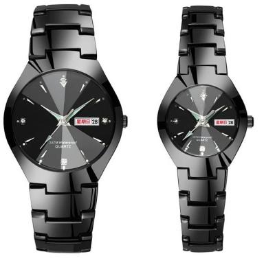 China 3ATM Quartz Couple Watches OEM Silvertone Luxury Couple Watches Date Function for sale