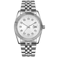 China Round 3ATM Quartz Couple Watches OEM Two Tone Gold Watch Date Function for sale