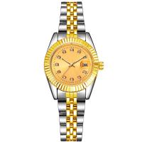 China Round 3ATM Quartz Couple Watches OEM Two Tone Gold Watch Date Function for sale