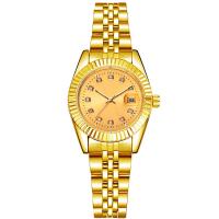 China Round 3ATM Quartz Couple Watches OEM Two Tone Gold Watch Date Function for sale