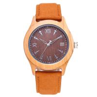 China Gents Wooden Wrist Watch 3ATM Water Resistant Wood Watch Leather Band for sale