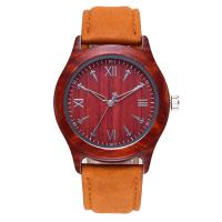 China Gents Wooden Wrist Watch 3ATM Water Resistant Wood Watch Leather Band for sale