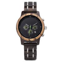 China Chronograph 20mm Luxury Wood Watches SGS Wooden Skeleton Watch Date Function for sale