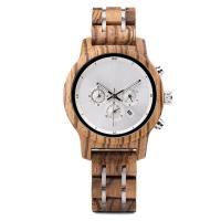 China Chronograph 20mm Luxury Wood Watches SGS Wooden Skeleton Watch Date Function for sale
