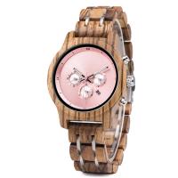 China Chronograph 20mm Luxury Wood Watches SGS Wooden Skeleton Watch Date Function for sale
