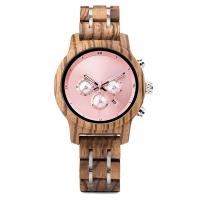 China Chronograph 20mm Luxury Wood Watches SGS Wooden Skeleton Watch Date Function for sale
