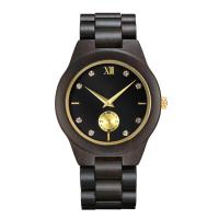 China Black 240mm Wooden Mens Wrist Watch 3BAR Wood Grain Watches Japan Movement for sale