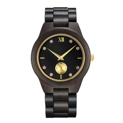 China Black 240mm Wooden Mens Wrist Watch 3BAR Wood Grain Watches Japan Movement for sale