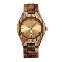 China Black 240mm Wooden Mens Wrist Watch 3BAR Wood Grain Watches Japan Movement for sale