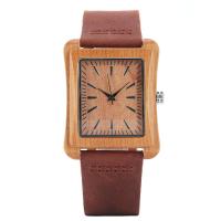 China Water Resistant 22mm Wooden Wrist Watch 3ATM Square Face Wooden Watches for sale