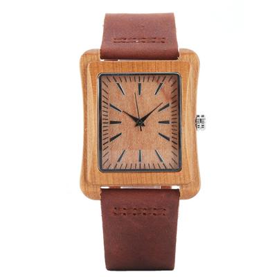 China Water Resistant 22mm Wooden Wrist Watch 3ATM Square Face Wooden Watches for sale