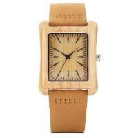 China Water Resistant 22mm Wooden Wrist Watch 3ATM Square Face Wooden Watches for sale