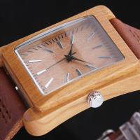 China Water Resistant 22mm Wooden Wrist Watch 3ATM Square Face Wooden Watches for sale