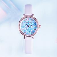 China Green 3ATM Ladies Wrist Watch Leather Strap for sale