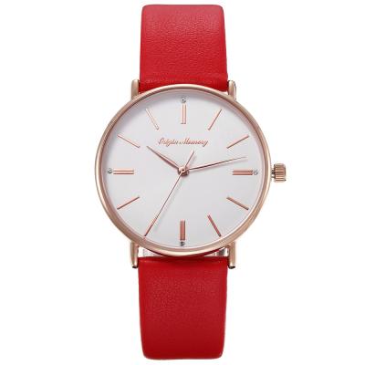 China Red ROHS Analogue Wrist Watch FCC Fashion Ladies Leather Watch 23cm for sale