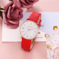 China Red ROHS Analogue Wrist Watch FCC Fashion Ladies Leather Watch 23cm for sale