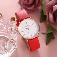China Red ROHS Analogue Wrist Watch FCC Fashion Ladies Leather Watch 23cm for sale