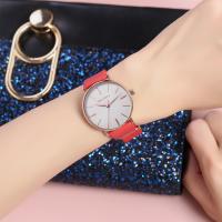 China Red ROHS Analogue Wrist Watch FCC Fashion Ladies Leather Watch 23cm for sale