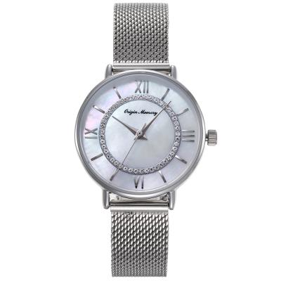 China Ladies 3ATM Quartz Analog Watch 18mm Mop Dial Watch Mesh Strap for sale