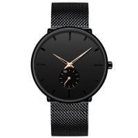 China Mens 3atm Analogue Wrist Watch 40mm Quartz Black Minimalist Watch Stainless Steel for sale