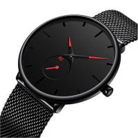 China Mens 3atm Analogue Wrist Watch 40mm Quartz Black Minimalist Watch Stainless Steel for sale