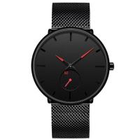 China Mens 3atm Analogue Wrist Watch 40mm Quartz Black Minimalist Watch Stainless Steel for sale